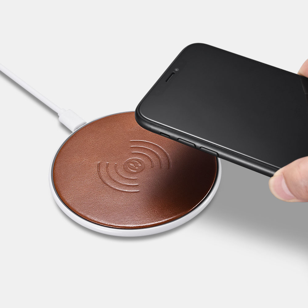 QI wireless charging wholesale leather wireless charger manufacturer-ICARER